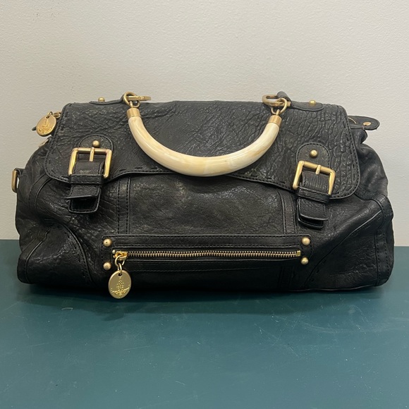 Tracy Reese | Bags | Tracy Reese Black Leather Purse With Marble Handle ...